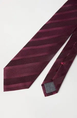 Brunello Cucinelli Striped Silk Necktie - Cherry