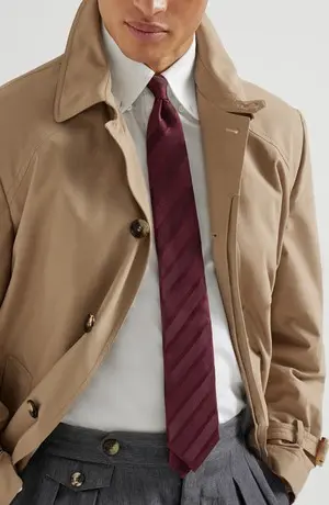 Brunello Cucinelli Striped Silk Neck Tie - Cherry