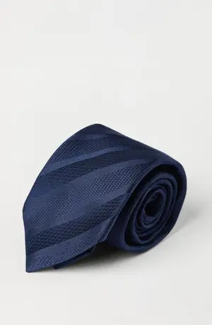 Brunello Cucinelli Striped Silk Neck Tie - Navy Blue