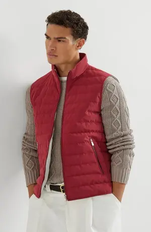 Brunello Cucinelli Nylon Down Vest - Cherry