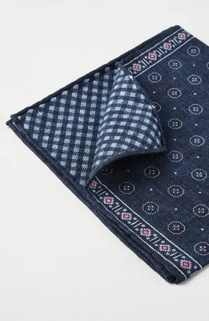 Brunello Cucinelli Silk Pocket Square - Navy Blue