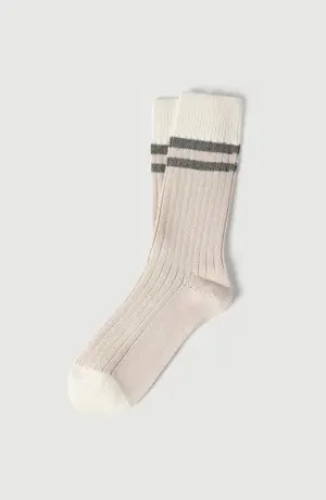 Brunello Cucinelli Striped Cotton Ankle Socks - Rope