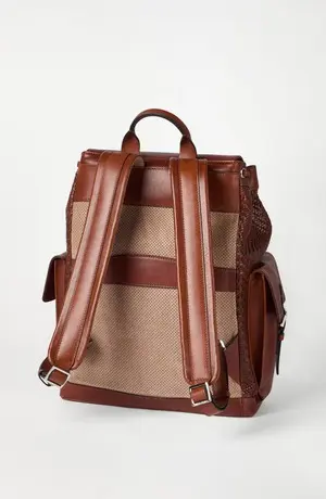 Brunello Cucinelli Calfskin And Cowhide Backpack - Cognac
