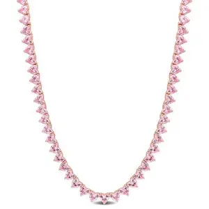 JULIANNA B. Heart-cut Cubic Zirconia Tennis Necklace - Pink Cz