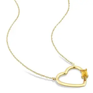 JULIANNA B. 10k Gemstone Open Heart Pendant Necklace - Sapphire/yellow Gold