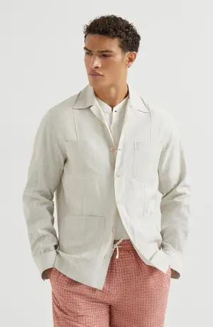 Brunello Cucinelli Cotton And Linen Guayabera