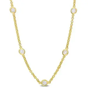JULIANNA B. Cubic Zirconia Station Necklace - Yellow-plated