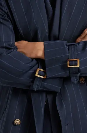 Brunello Cucinelli Chalk Stripe Trench - Blue
