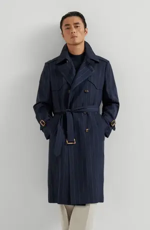 Brunello Cucinelli Chalk Stripe Trench - Blue