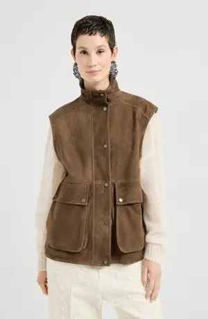 Brunello Cucinelli Couture Suede Vest - Brown