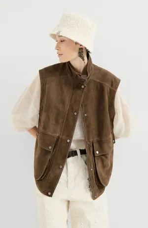 Brunello Cucinelli Couture Suede Vest - Brown