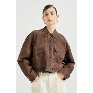 Brunello Cucinelli Couture Suede Cropped Outerwear Jacket
