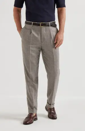 Brunello Cucinelli Prince Of Wales Trousers - Brown