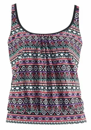 LASCANA Oversized Tankini Top - Black Multi