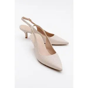 PROLOGUE SHOES Pointed Toe Slingback Pumps - Beige