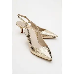 PROLOGUE SHOES Pointed Toe Slingback Pumps - Gold