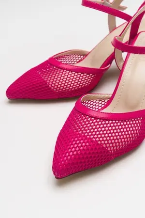 PROLOGUE SHOES Mesh Pointed Toe Pumps - Fuchsia