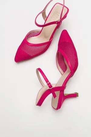 PROLOGUE SHOES Mesh Pointed Toe Pumps - Fuchsia