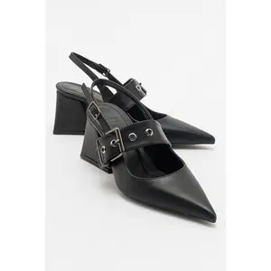 PROLOGUE SHOES Nepido Pointed Toe Block Heel Pumps - Black