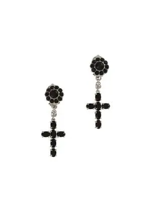 Dolce & Gabbana Cross Drop Clip-on Earrings - Black