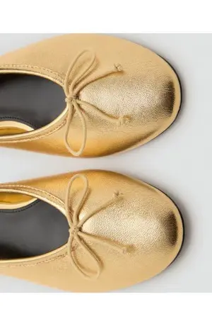 Mango Metallic Leather Ballet Flats