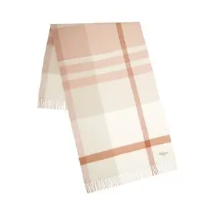 Mulberry Large Check Merino Wool Scarf - Maple-white