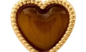 Established Stone Heart Stud Earrings - Tiger Eye