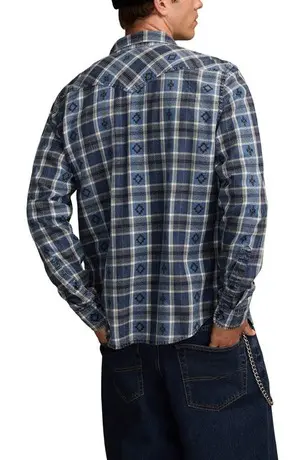 Lucky Brand Plaid Cotton Dobby Snap-up Western Shirt