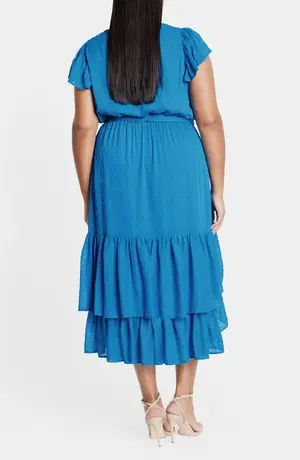 City Chic Dee Clip Dot Wrap Dress