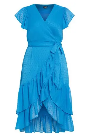 City Chic Dee Clip Dot Wrap Dress