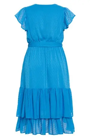 City Chic Dee Clip Dot Wrap Dress