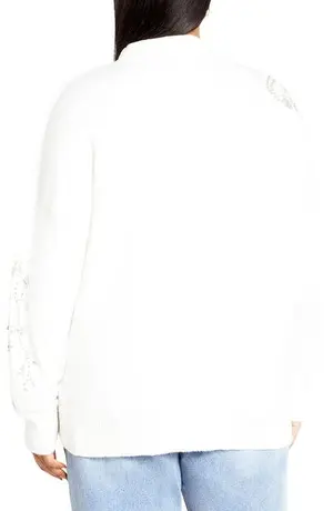 City Chic Zariah Rhinestone Mock Neck Sweater