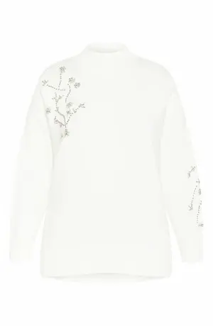 City Chic Zariah Rhinestone Mock Neck Sweater