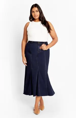 City Chic Laylo Denim Midi Skirt