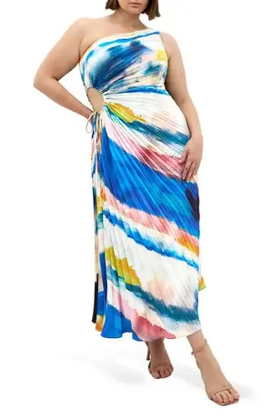 City Chic Aliza Print Cutout One-shoulder Maxi Dress - Facet
