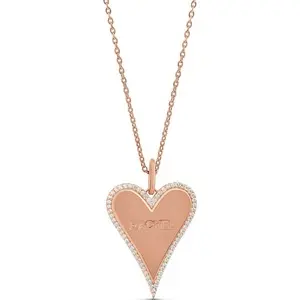 SHYMI Pavé Heart Name Pendant Necklace - Rose