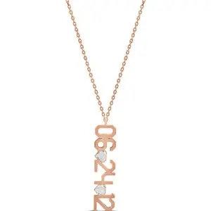 SHYMI Heart Date Pendant Necklace - Rose