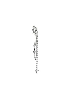 MARIA BLACK 14kt White Gold Diamond Drop Huggie Earring - Silver