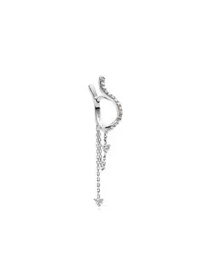 MARIA BLACK 14kt White Gold Diamond Drop Huggie Earring - Silver