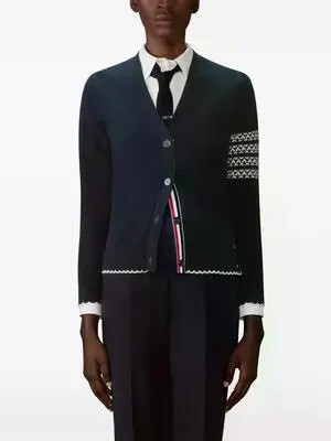 Thom Browne V-neck Four-stripe Cardigan - Blue