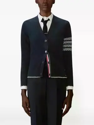 Thom Browne V-neck Four-stripe Cardigan - Blue