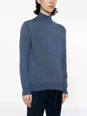 Luciano Barbera Roll-neck Wool Jumper - Blue