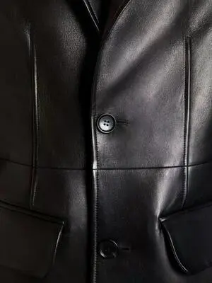 Bally Buttoned Lambskin Leather Overcoat
