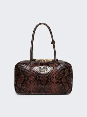 Miu Miu Beau Python Printed Ayers Leather Bag