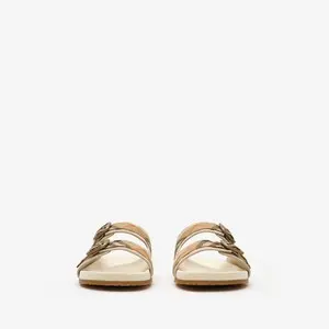 Burberry Check Suede Urchin Sandals - Bake Beige