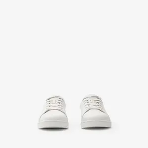 Burberry Embossed Check Leather Sneakers - Porcelain White