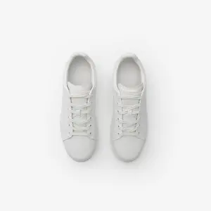 Burberry Embossed Check Leather Sneakers - Porcelain White