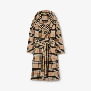 Burberry Check Wool Cashmere Robe - Sand Beige