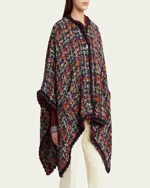 Etro Tweed Wool-mohair Blend Cape
