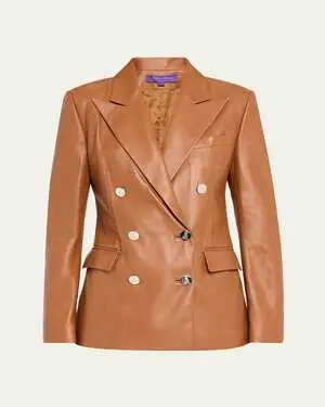 Ralph Lauren Camden Leather Double-breasted Jacket - Brown
